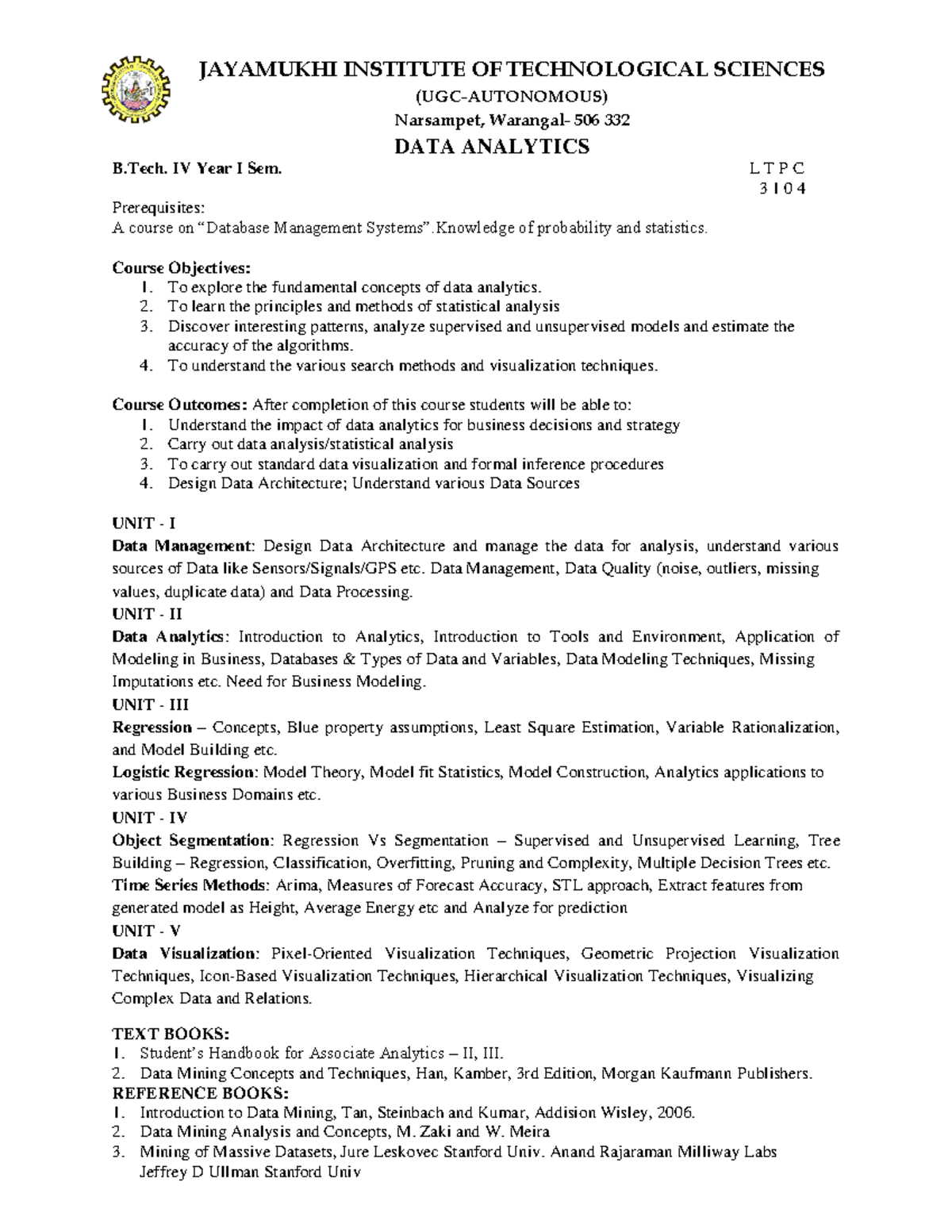 Data analytics syllabus - JAYAMUKHI INSTITUTE OF TECHNOLOGICAL SCIENCES ...