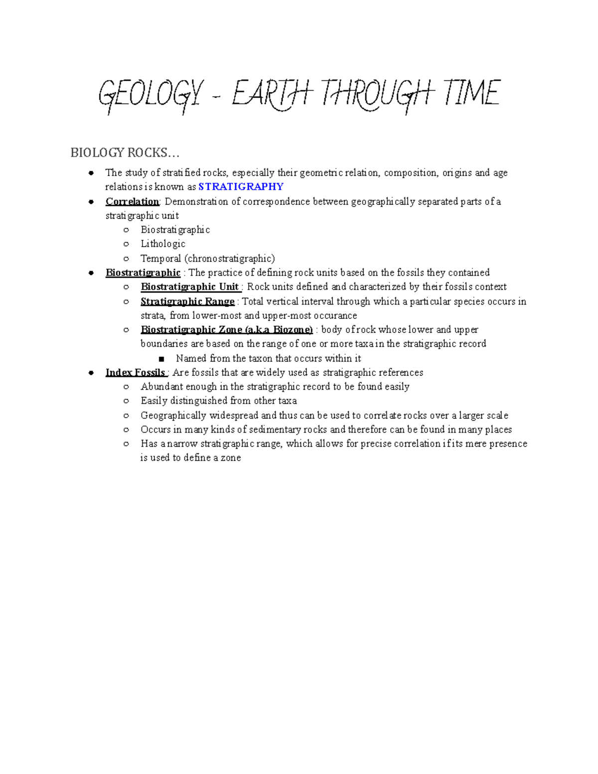 Biology Rocks - GEOLOGY - EARTH THROUGH TIME BIOLOGY ROCKS... The study ...