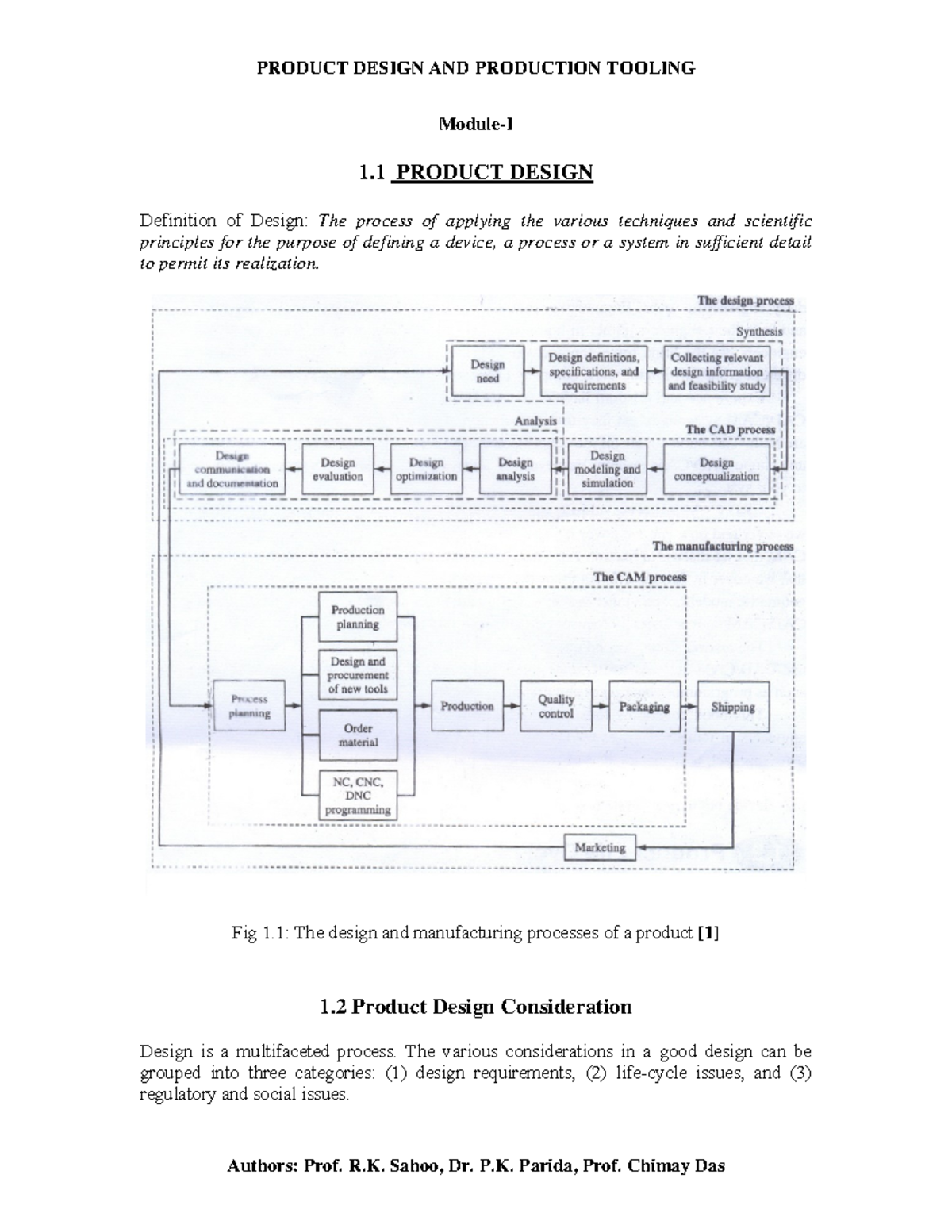 Product design - Lecture notes 12 - Module-I 1 PRODUCT DESIGN ...