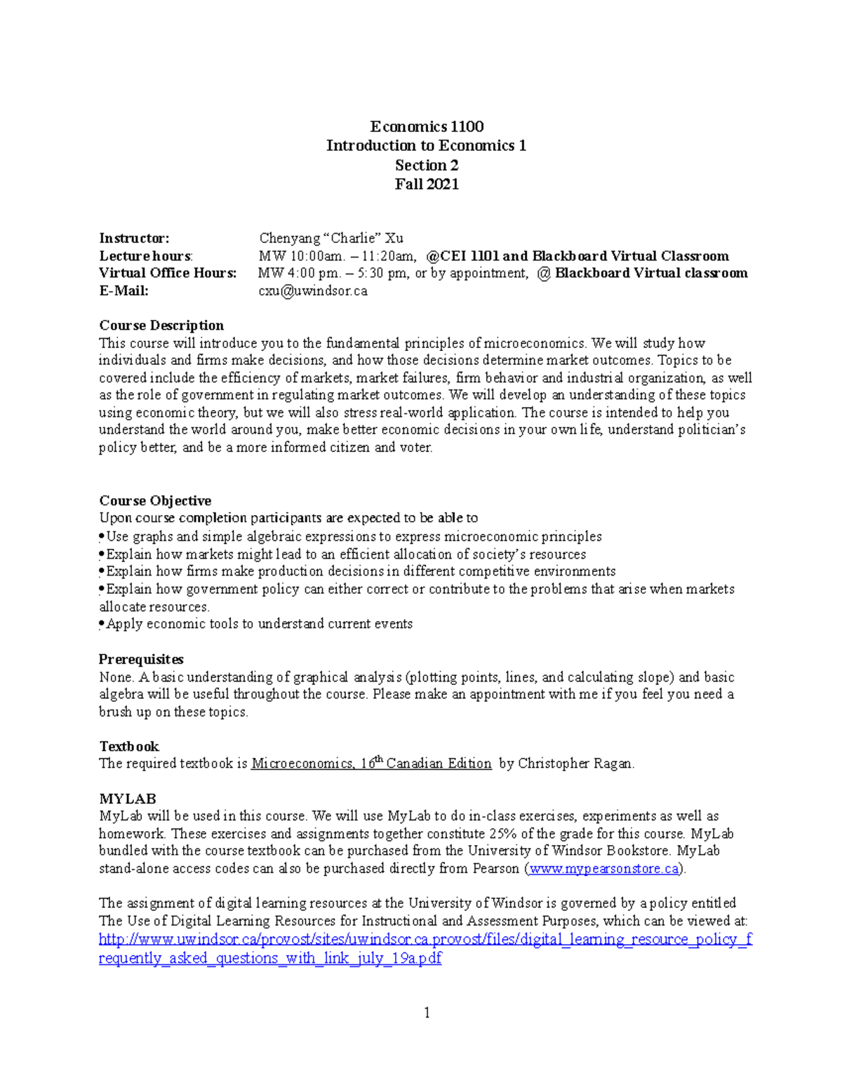 Syllabus for Intro to Economics with Charlie. Follow this step by step ...