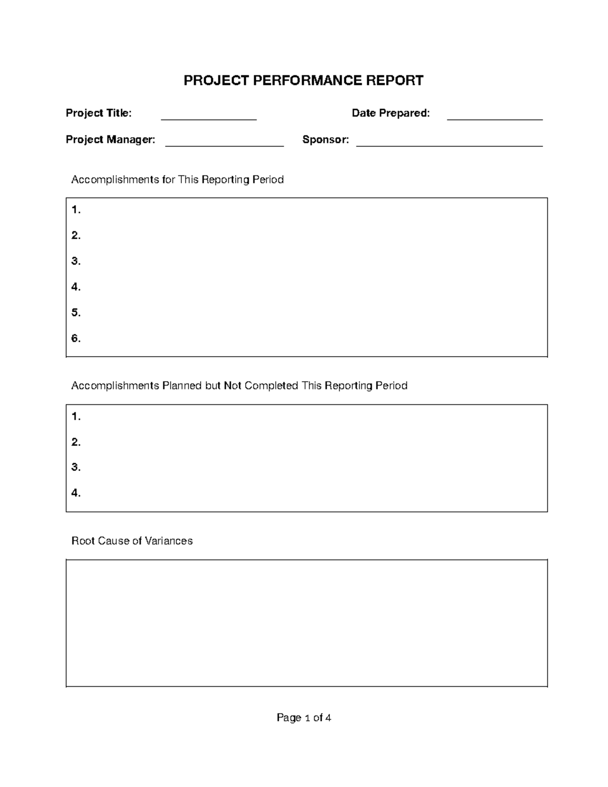 Project-performance-report - Project Title: Date Prepared: Project ...