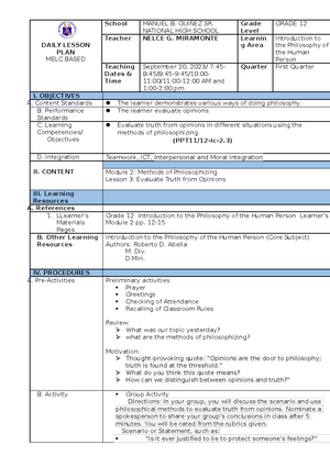 4 Q1 Intro to Philo - Module 4: Methods of Philosophizing – Leading to Wisdom and Truth Quarter ...