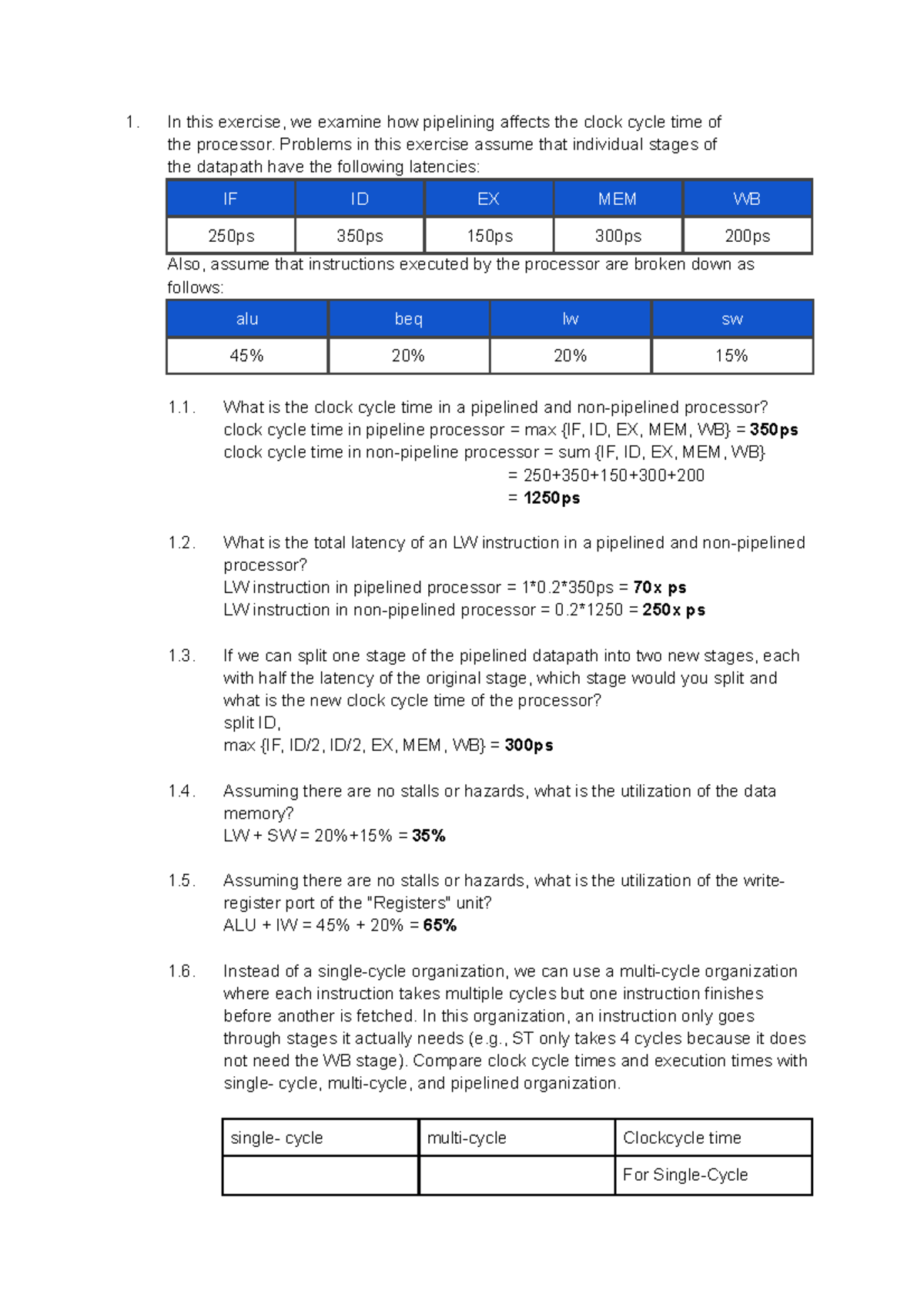 Computer Organization Homework 4 - In this exercise, we examine how ...
