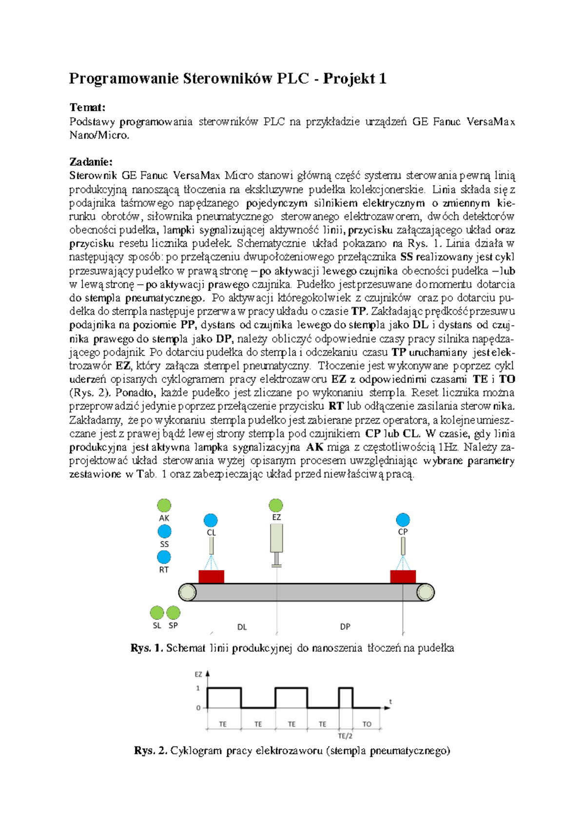 1.8 - Zadanie projektowe nr 1 - Programowanie Sterowników PLC - Projekt 1 Temat: Podstawy - Studocu