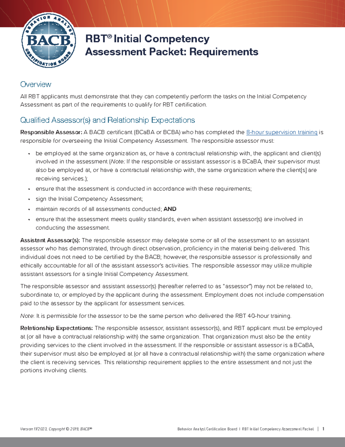 RBT Initial Competency Assessment - RBT ® Initial Competency Assessment ...