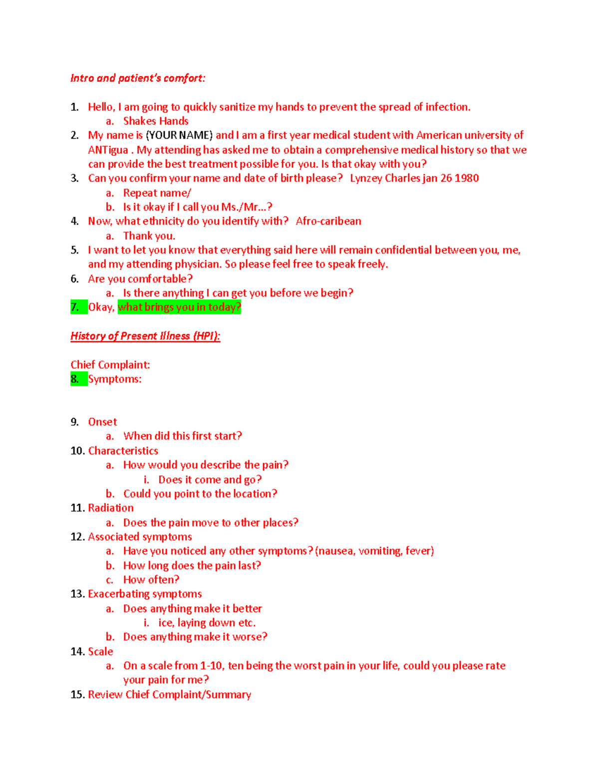 How-to-take-History-ICM1-Student-notes - Intro and patient’s comfort ...