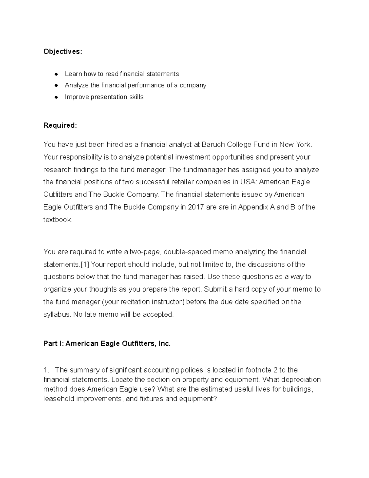 ACC Group Project - Objectives: Learn how to read financial statements ...