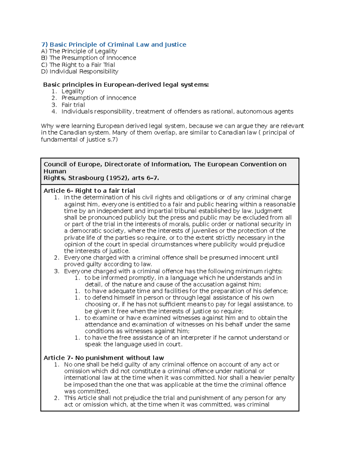 Criminal law notes 7 - Basic Principle of Criminal Law and Justice A ...