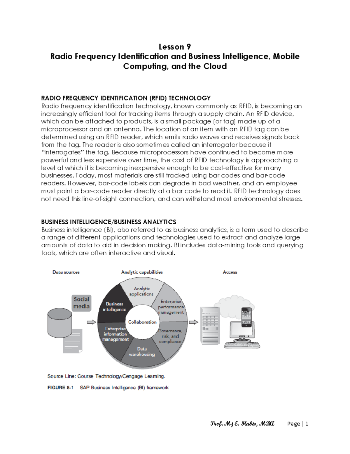 Radio Frequency Identification and Business Intelligence Mobile Computing and the Cloud - Prof ...