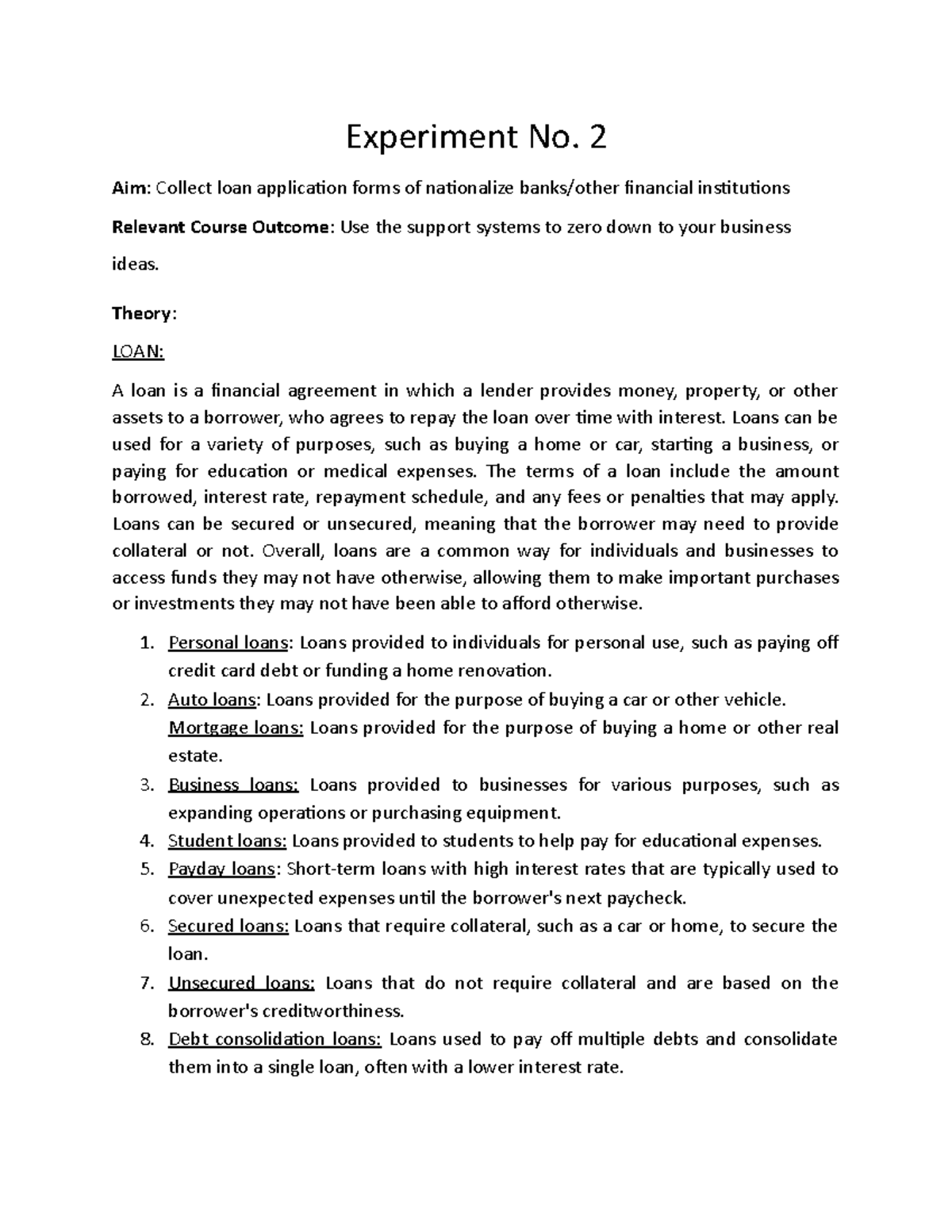 EXP 2 - anonymous - Experiment No. 2 Aim: Collect loan application ...