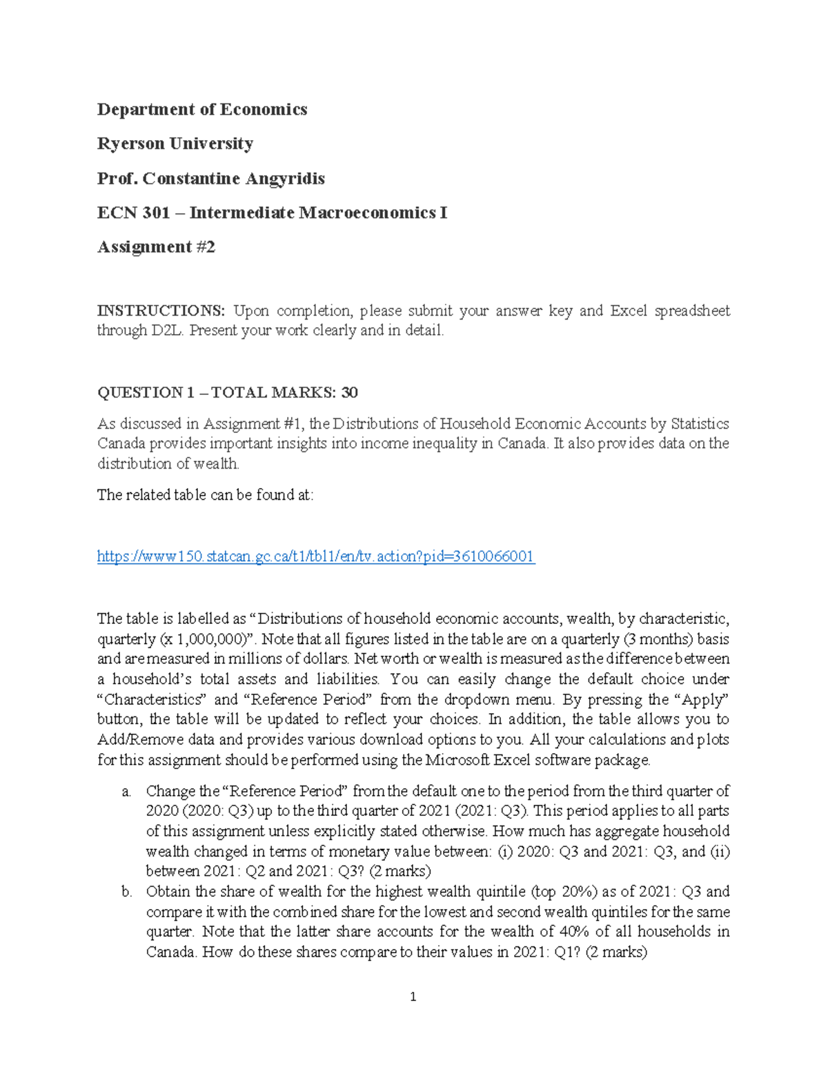 Assignment 02-ECN 301-W22 - Department of Economics Ryerson University ...