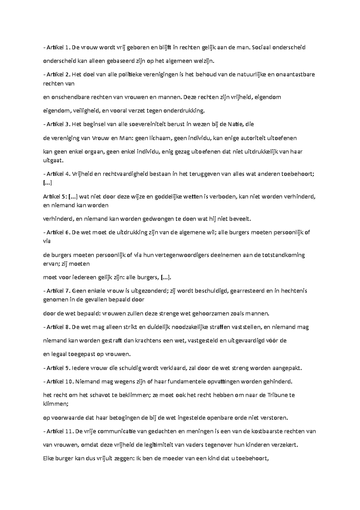 Artikel 1 - Marc Hooghe - Artikel 1. De vrouw wordt vrij geboren en ...