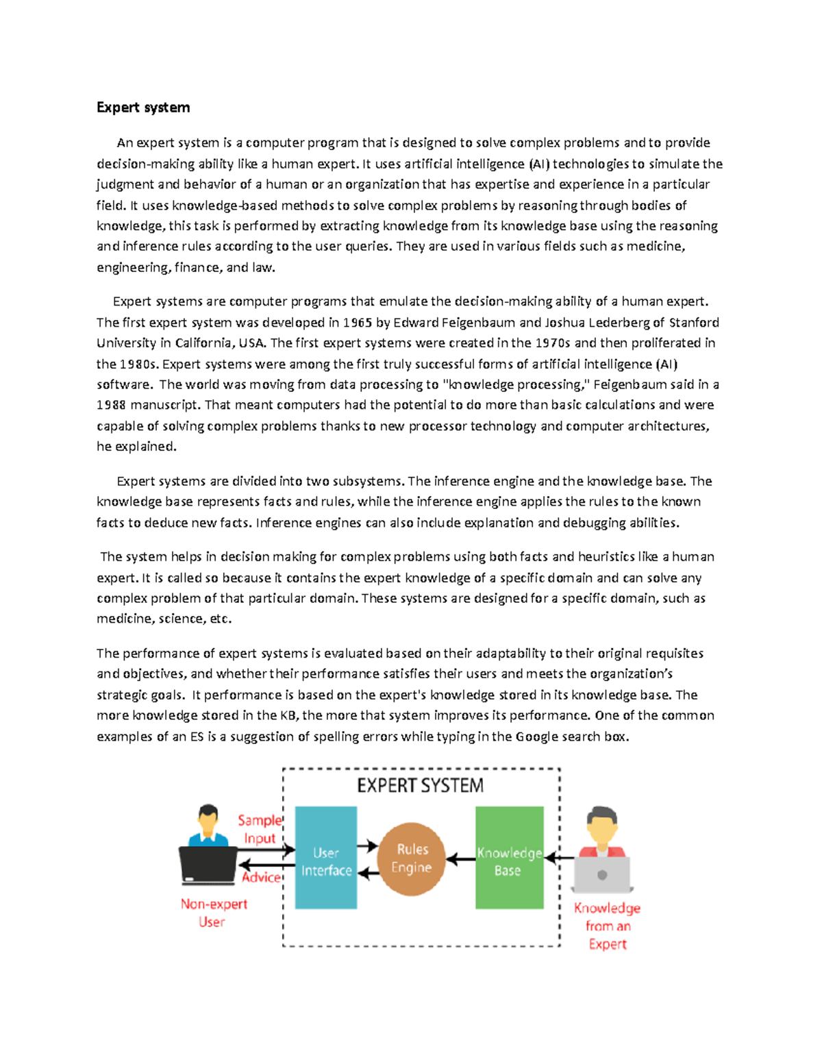 Expert system - It uses artificial intelligence (AI) technologies to ...