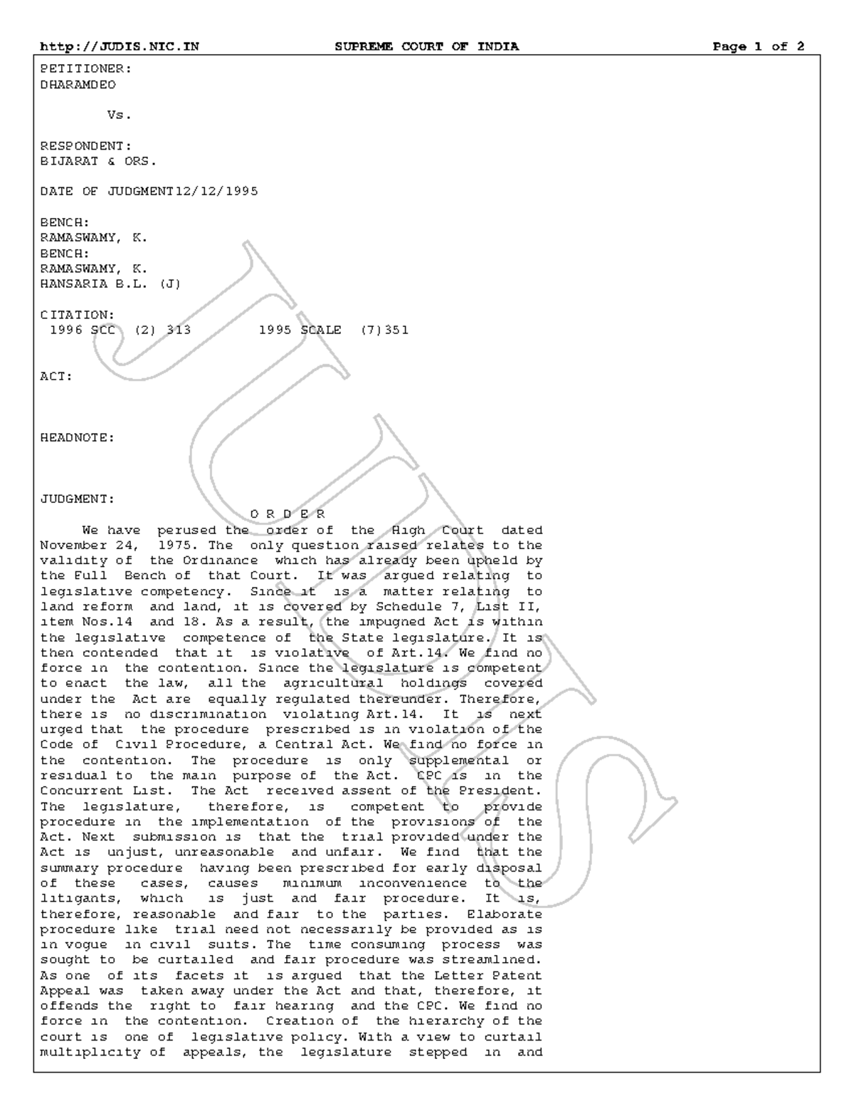 10187 - Supreme Court Case Law - JUDIS.NIC SUPREME COURT OF INDIA Page 1 of 2 PETITIONER ...