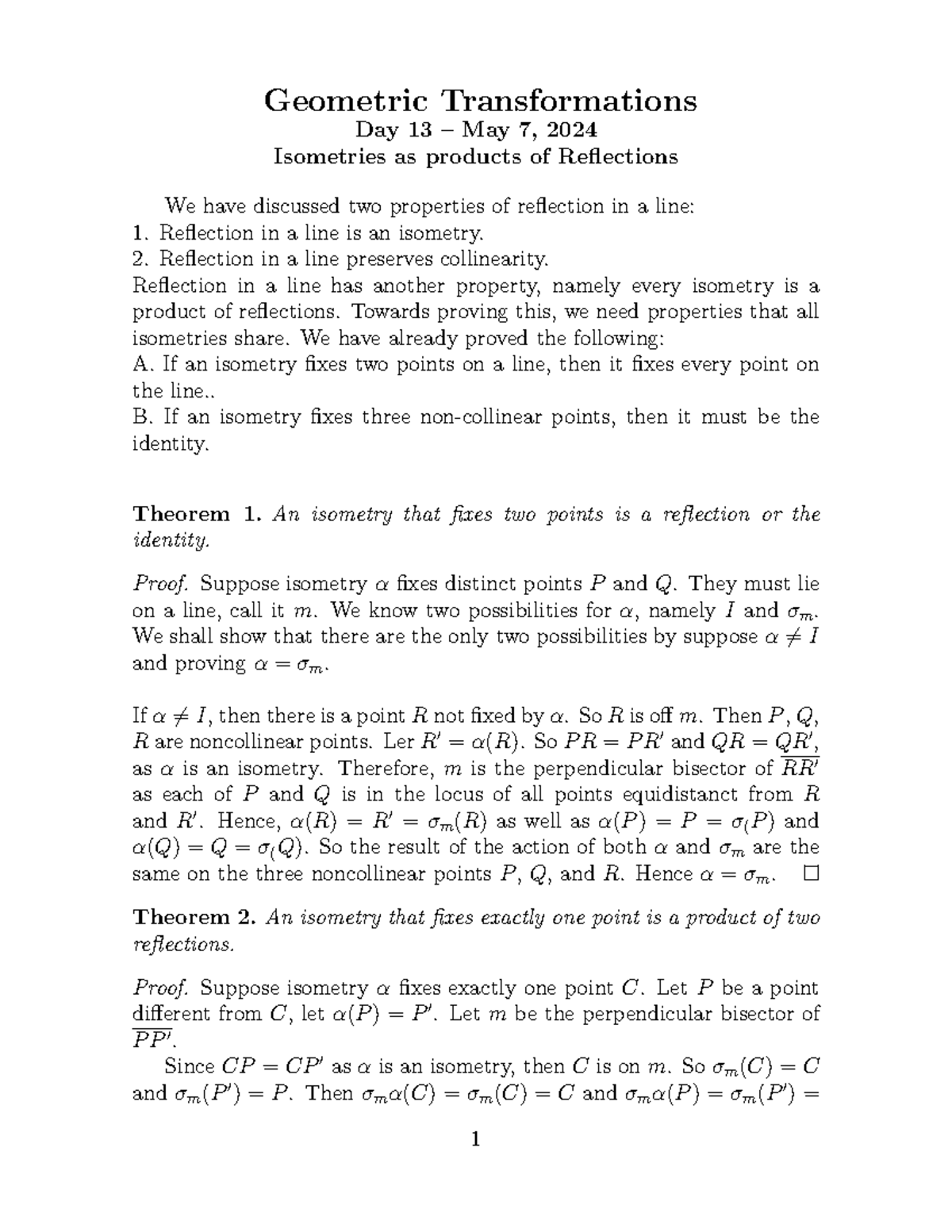 Day 13.Geometric Transf.May 7 - Geometric Transformations Day 13 – May ...