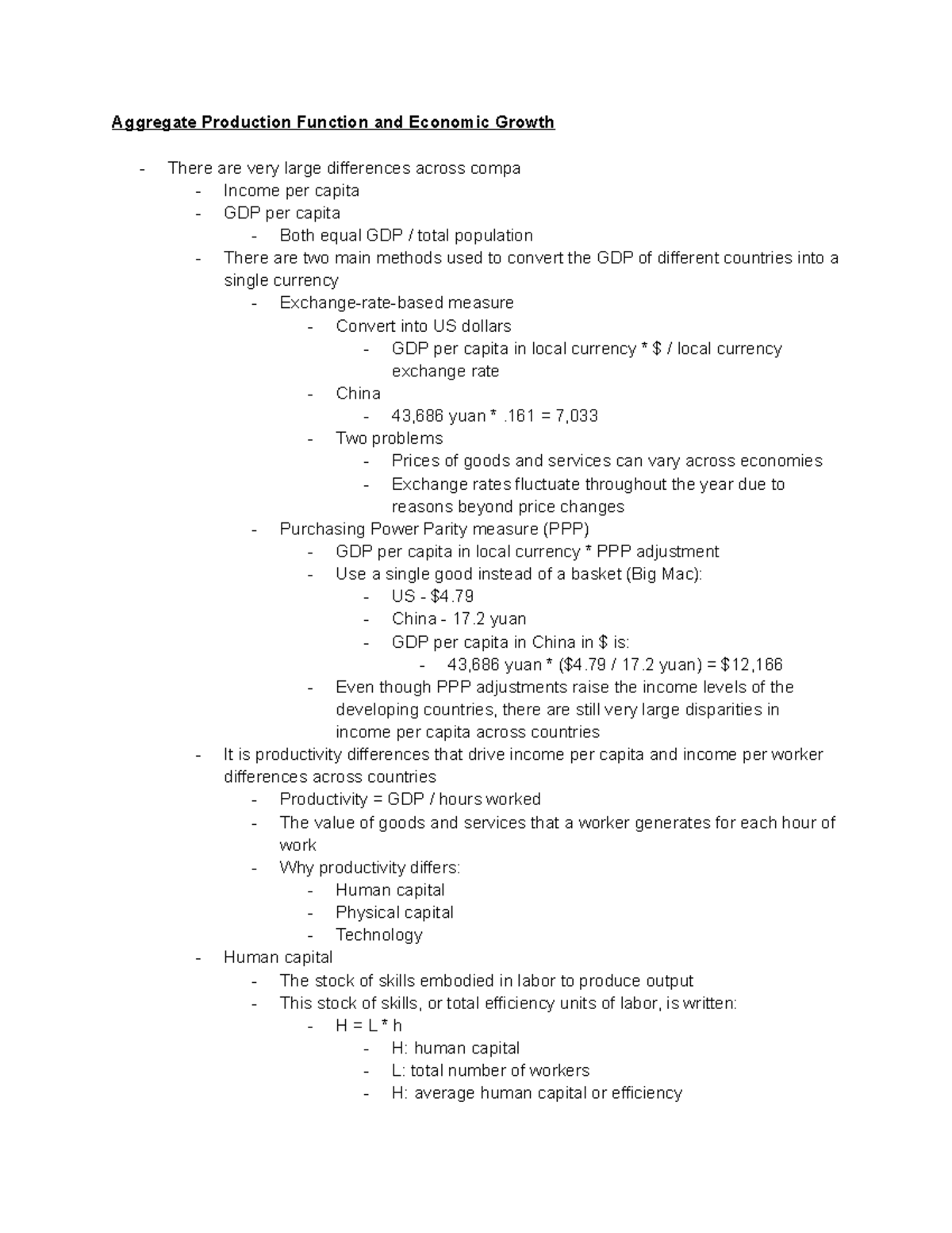 Aggregate Production Function and Economic Growth - 161 = 7, - Two ...