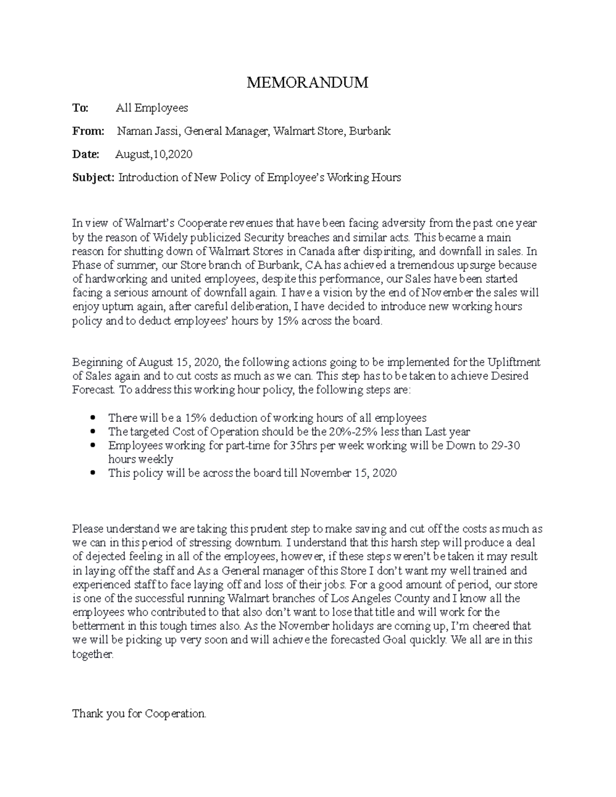 Memorandum - Assignment for making MEMO professional and formal style ...