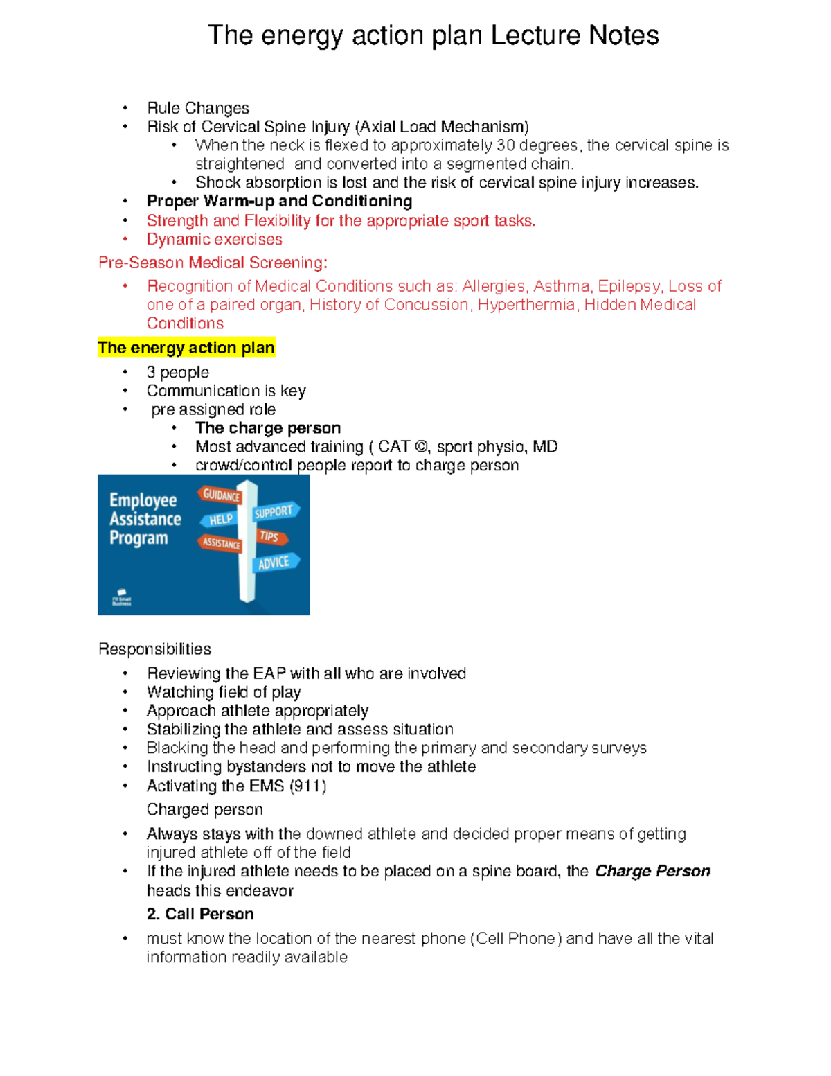 The energy action plan - Lec Notes - Rule Changes Risk of Cervical ...