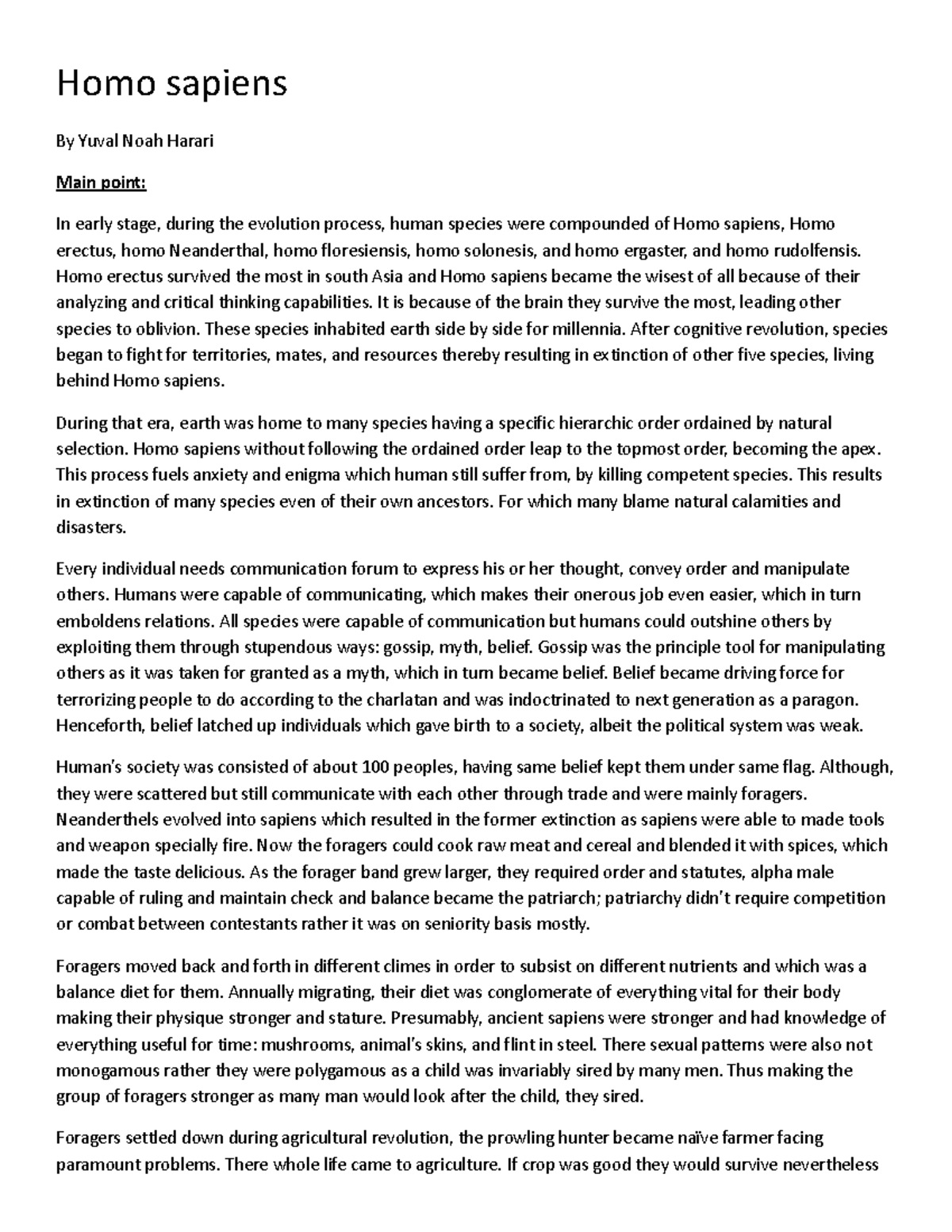 Homo sapien - well-framed - Homo sapiens By Yuval Noah Harari Main ...