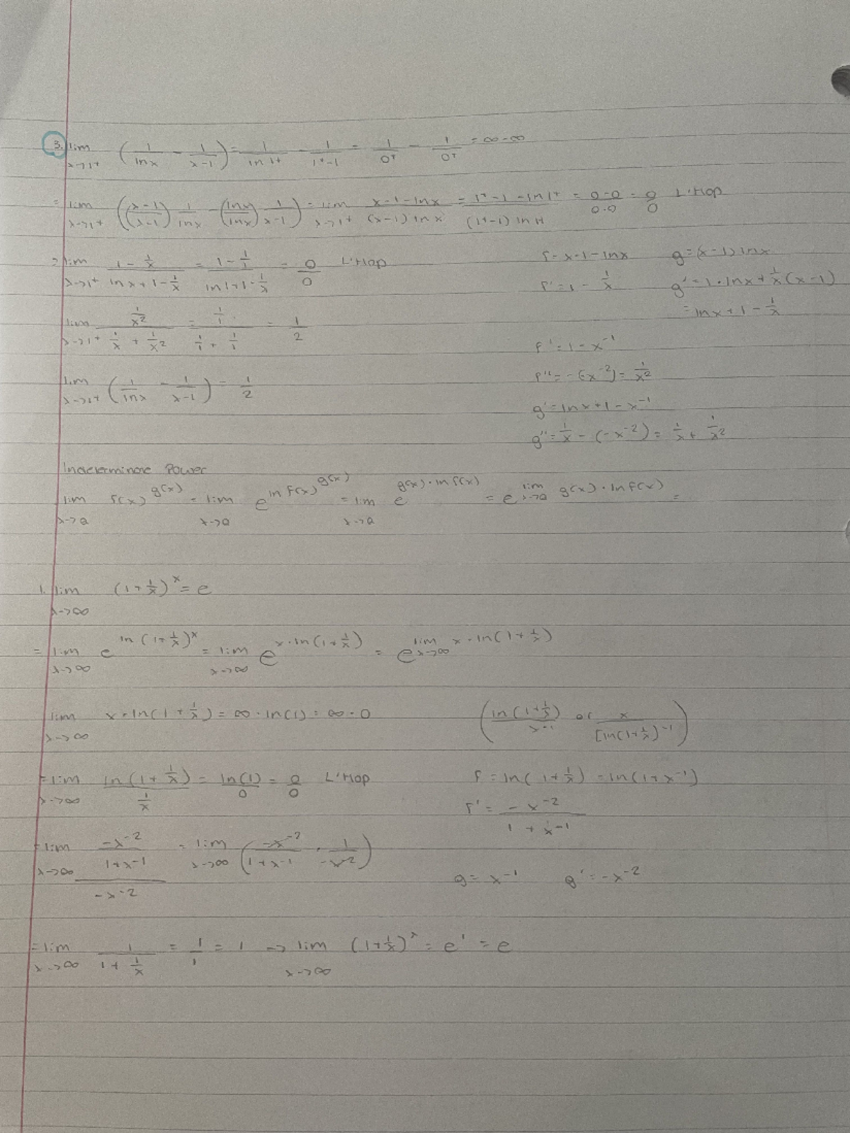 Calculus 3.7 lecture notes - 3. I 00-00 lim (in'x /T) or 4-71+ lim ...
