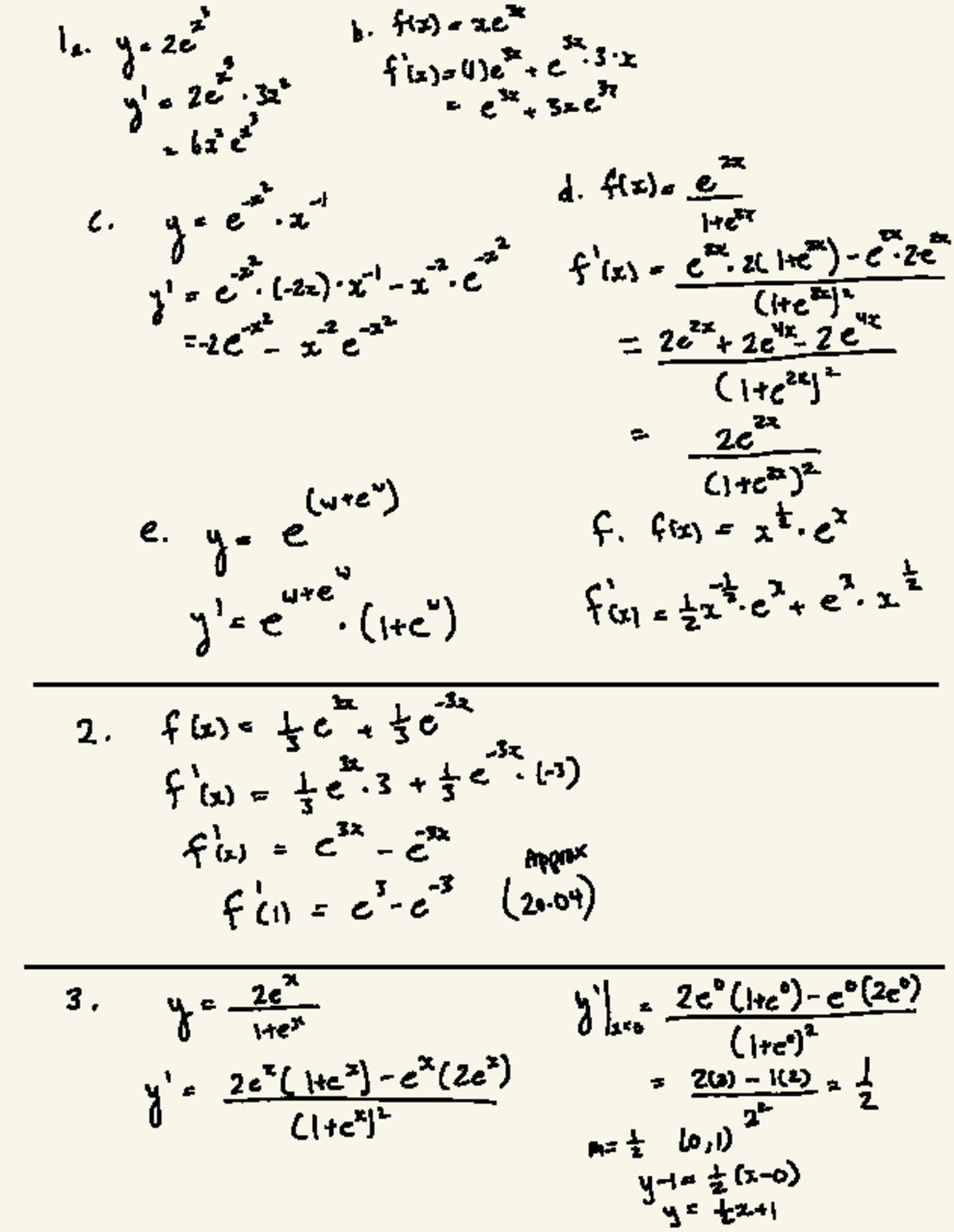 P5 Solutions Problem Set Derivatives - b. flx) = est la . y=2É " fix ...