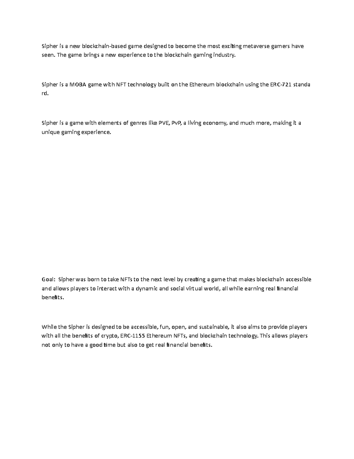 Sipher - Descriptions and Infos - Sipher is a new blockchain-based game ...