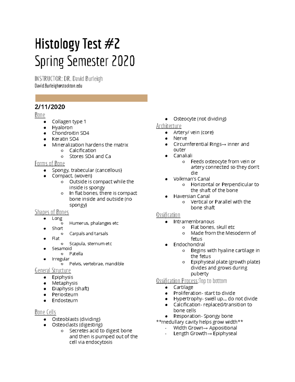 Histology Test 2 - This course studies tissue types, functions and how ...