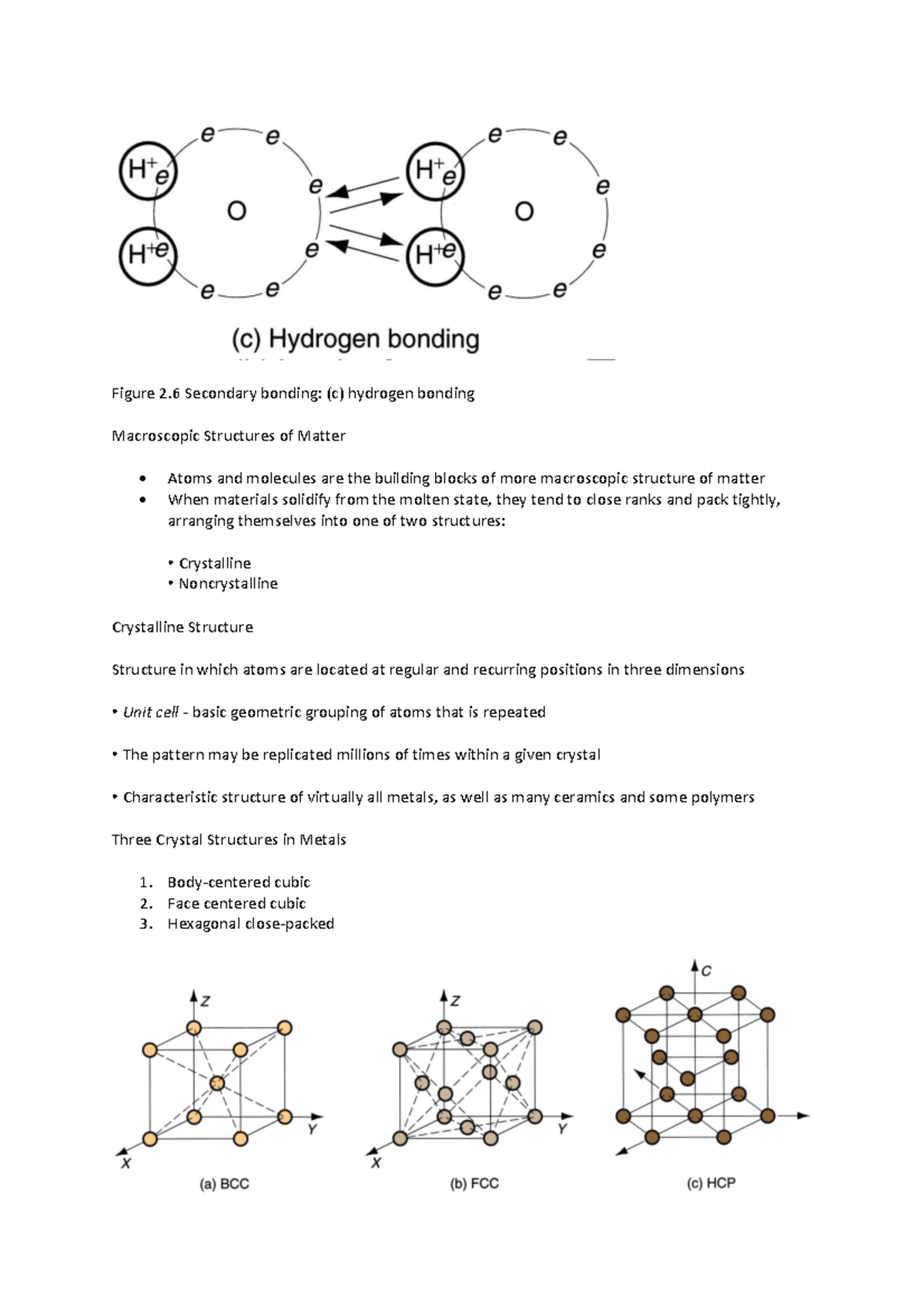 THE Nature OF Materials Lecture-2 - Figure 2 Secondary bonding: (c ...