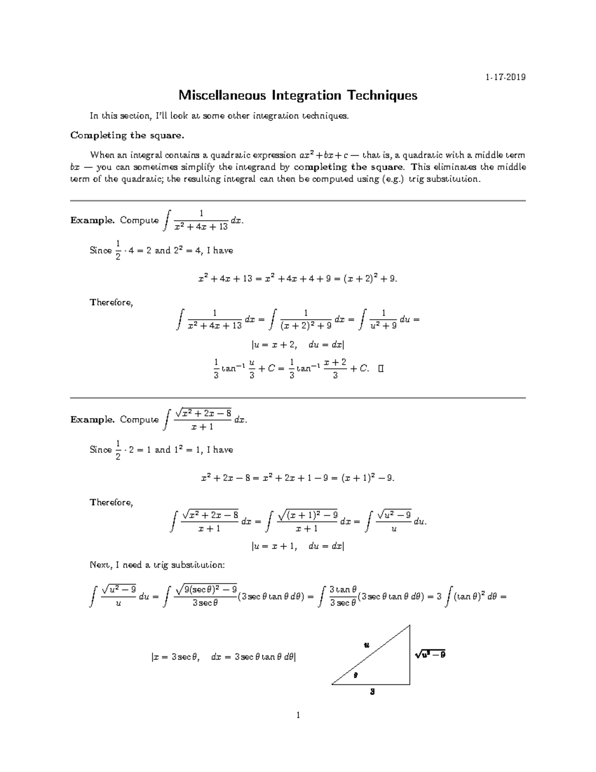 Miscellaneous-integration-techniques - 1-17- Miscellaneous Integration ...