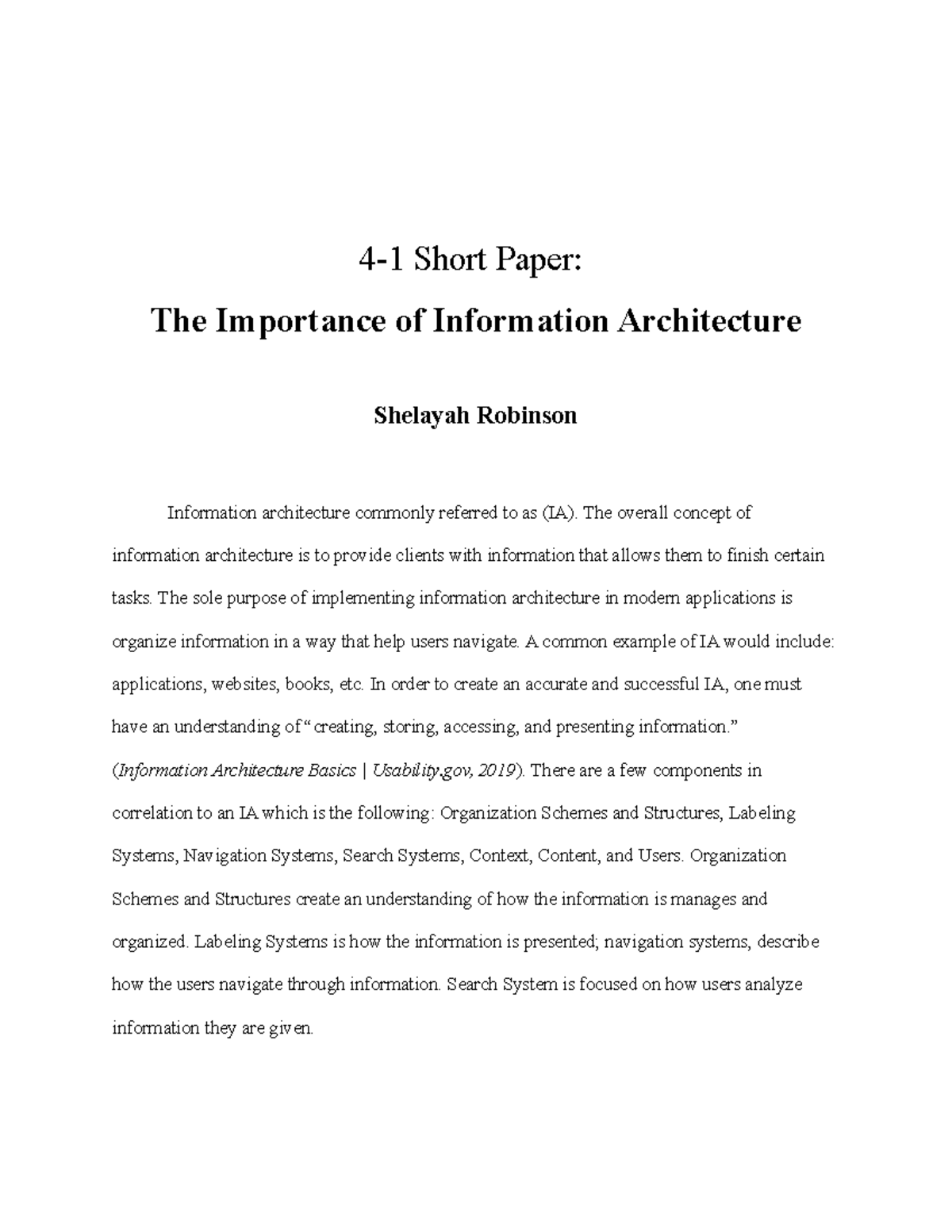 4-1 Short Paper The Importance of Information Architecture - The ...