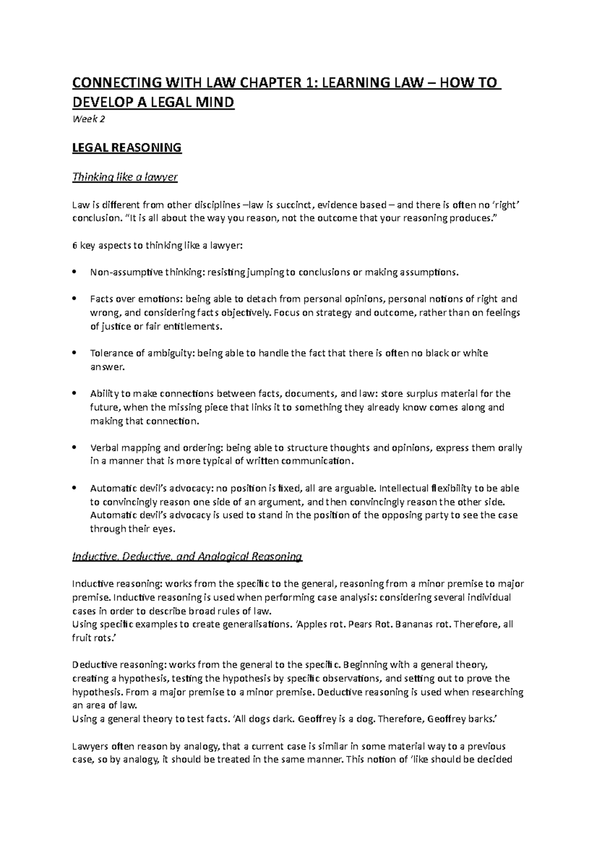 Final EXAM Notes - Connecting WITH LAW - CONNECTING WITH LAW CHAPTER 1 ...