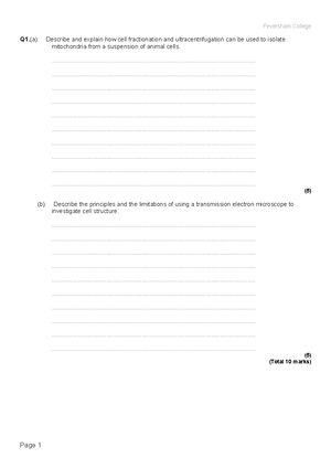 Magnification Questions for A Level Students Cell Biology Unit - BIOL ...