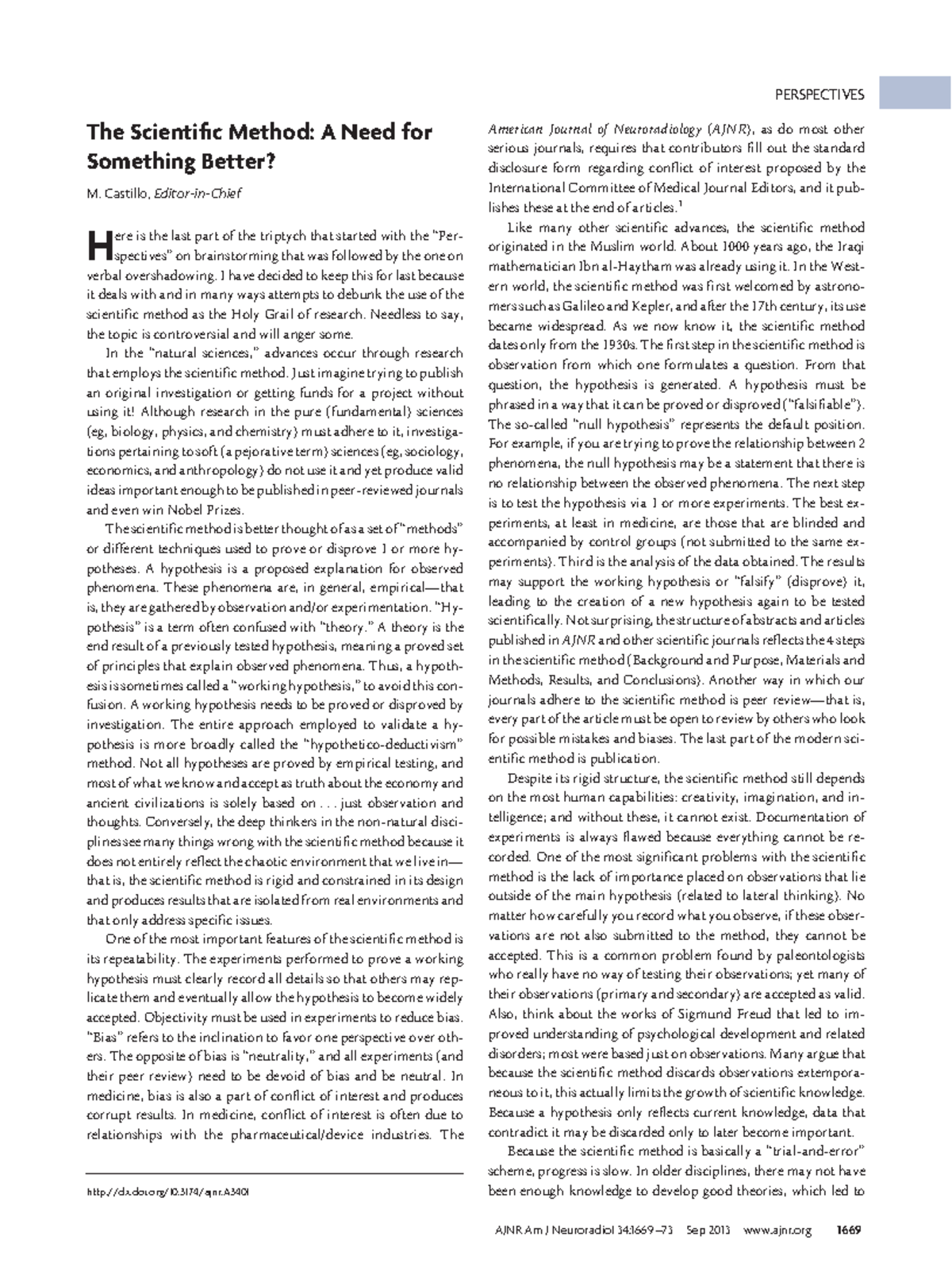 The scientific thinking method - PERSPECTIVES The Scientific Method: A ...