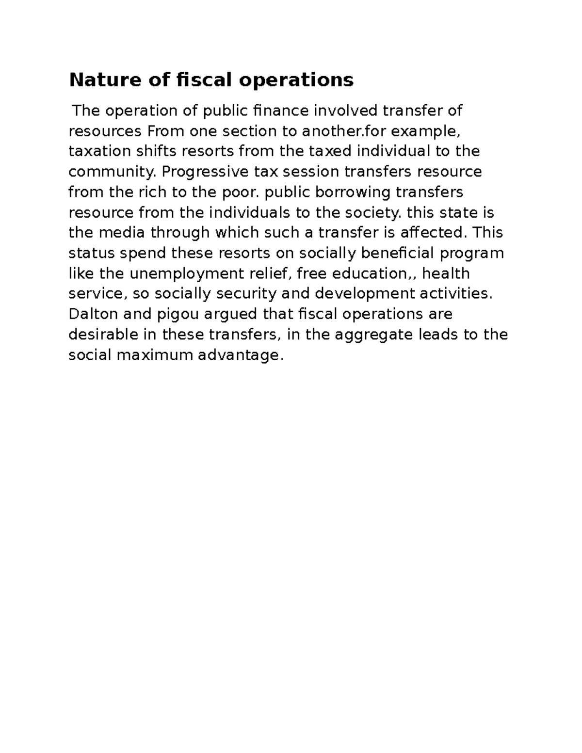 Nature of fiscal operations in the public finance - Nature of fiscal ...