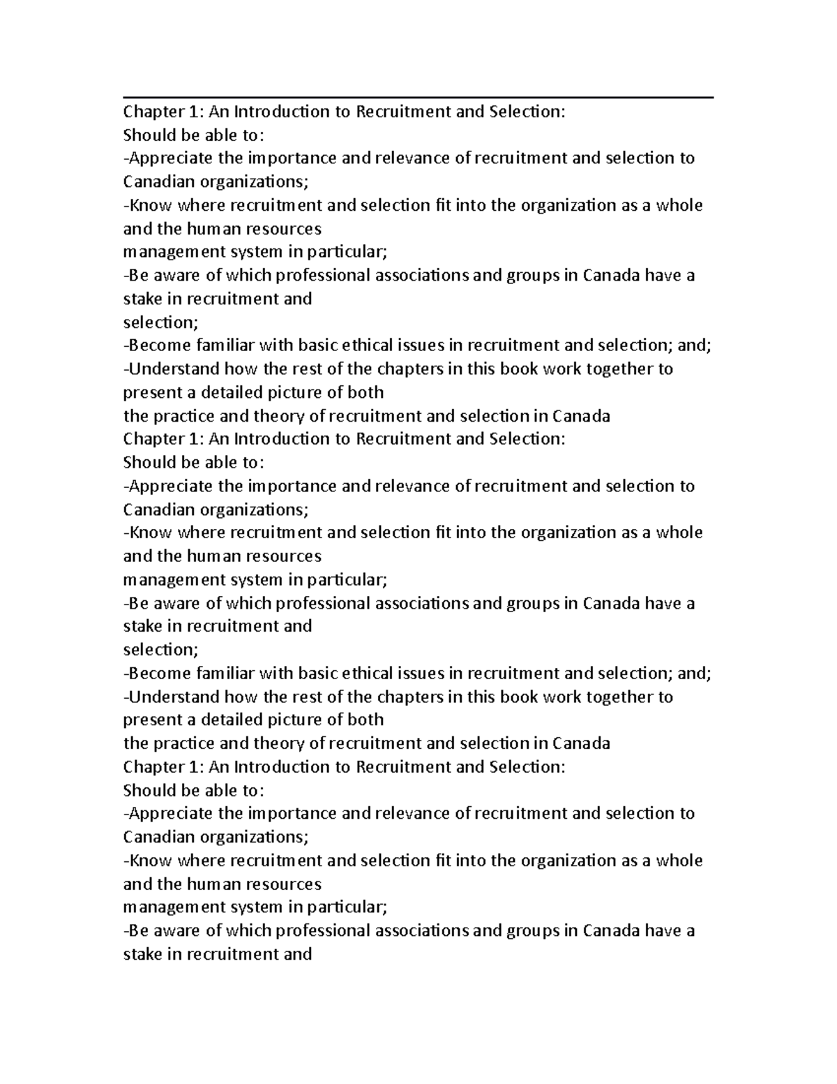 Recruitment and Selection Exam - Chapter 1: An Introduction to ...