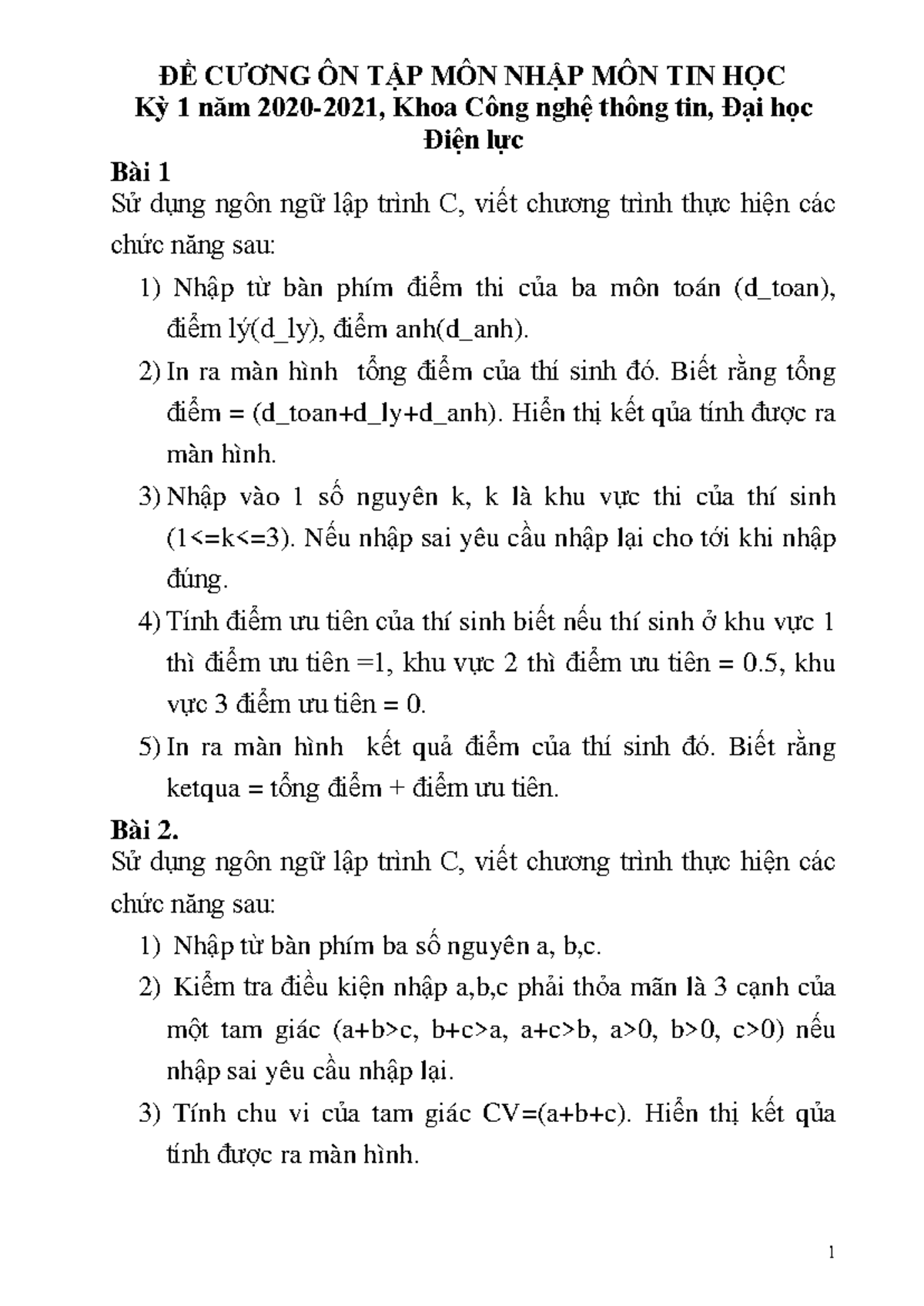 De Cuong On Thi Nhap Mon Tin Hoc K1 2021 D15 Đã sửa - ĐỀ CƯƠNG ÔN TẬP MÔN NHẬP MÔN TIN HỌC Kỳ 1 ...