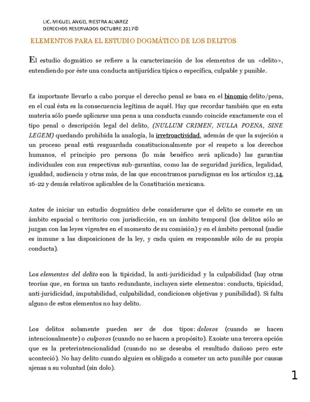 Elementos PARA EL Estudio Dogmatico DE L - DERECHOS RESERVADOS OCTUBRE ...