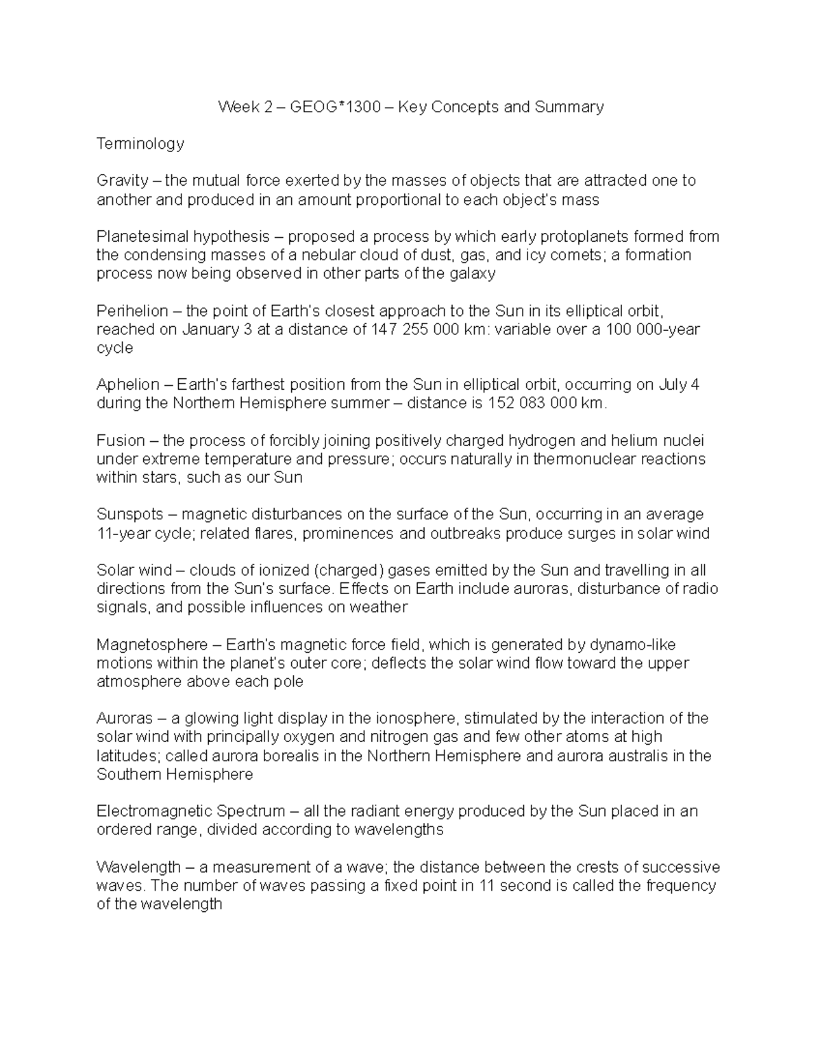 Geography Week 2 Notes - Week 2 – GEOG*1300 – Key Concepts and Summary ...