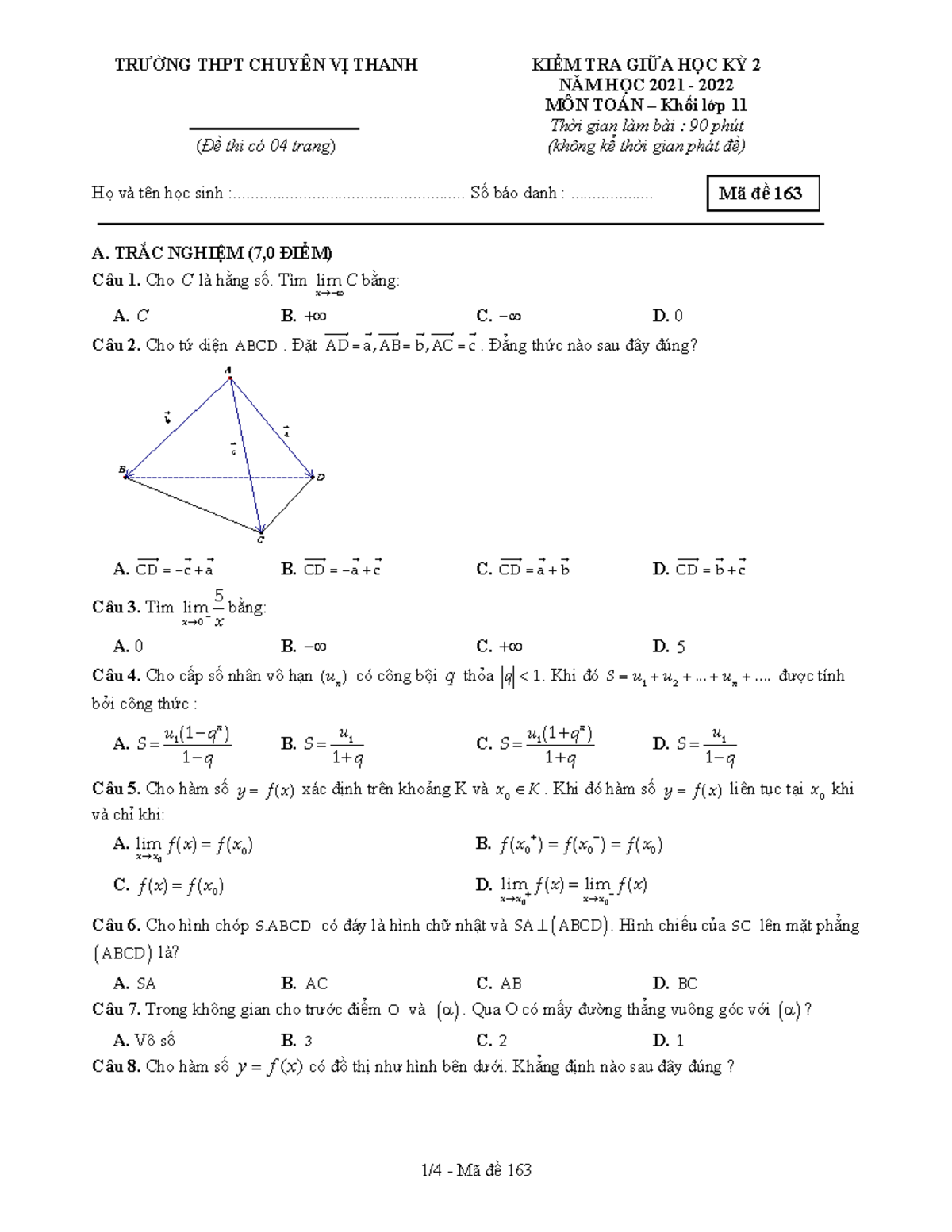 De giua hoc ki 2 toan 11 nam 2021 2022 truong chuyen vi thanh hau giang - TRƯỜNG THPT CHUYÊN VỊ ...