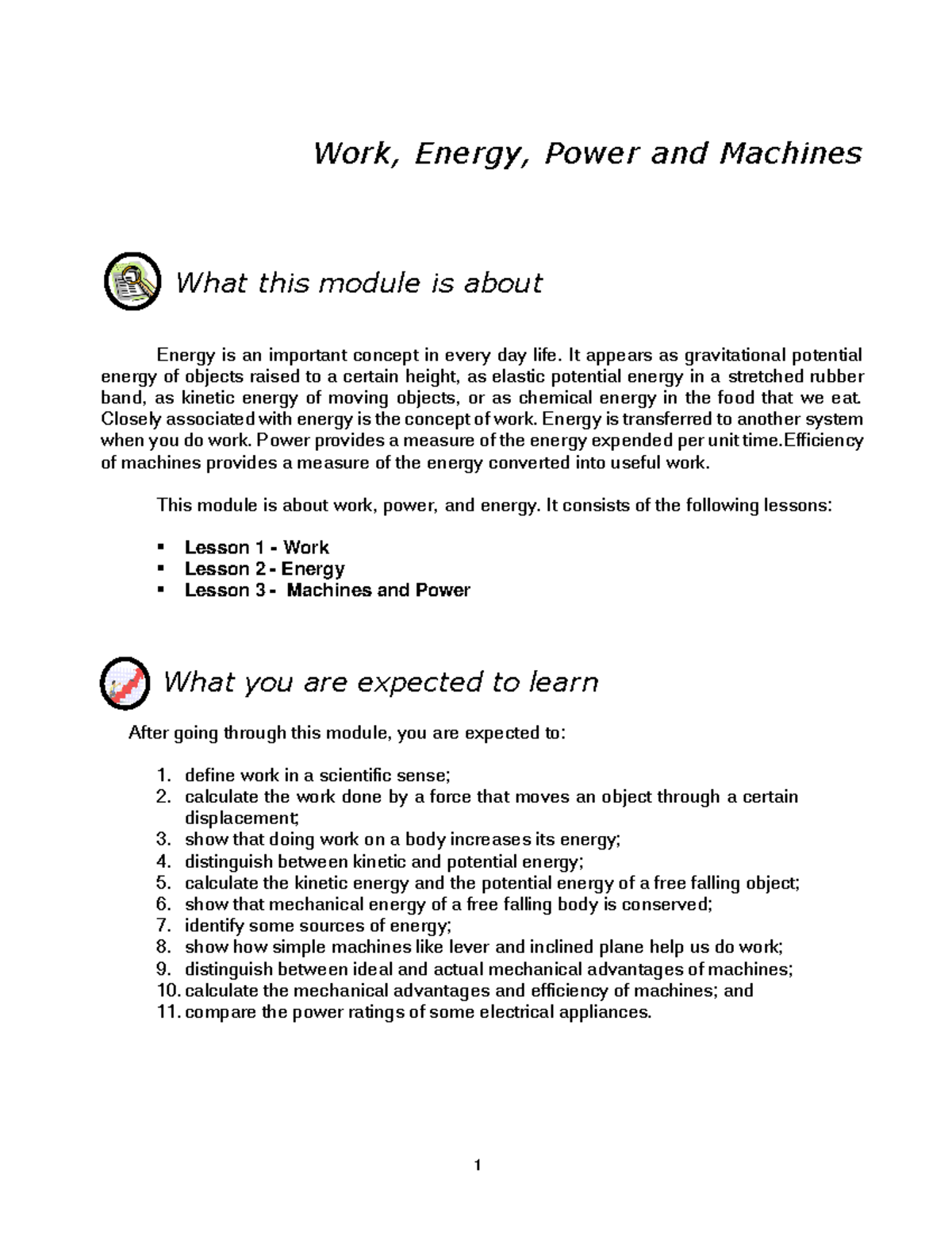 WORK - Basic Physics - Work, Energy, Power and Machines What this ...