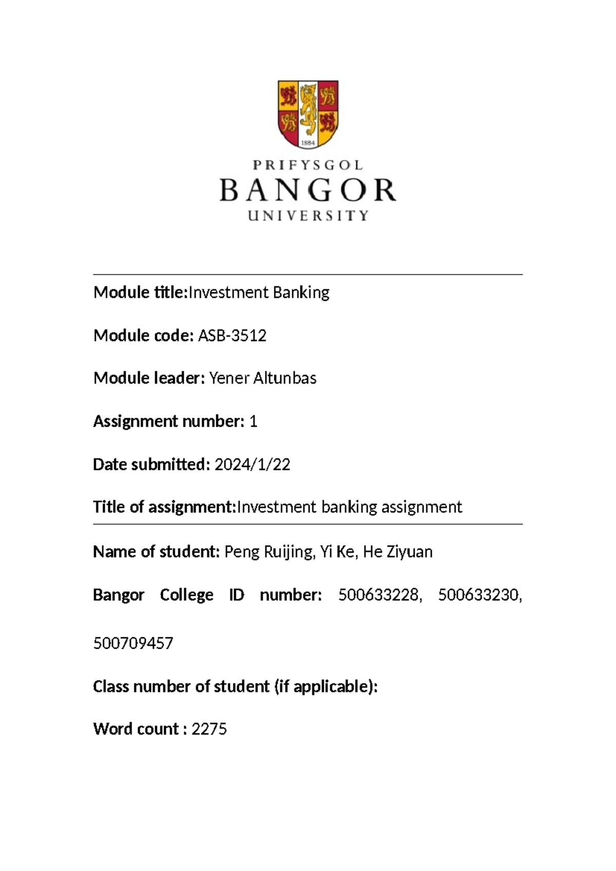 Investment+banking+assignment - Module title:Investment Banking Module ...