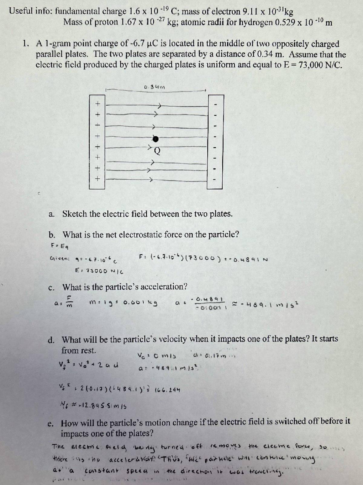 Electrostatics WS - Studocu