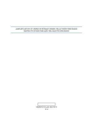 Experiment 5 Post-Lab - Intro to Genetics Post Lab 5 assignment. - Experiment 5 Post-Lab ...