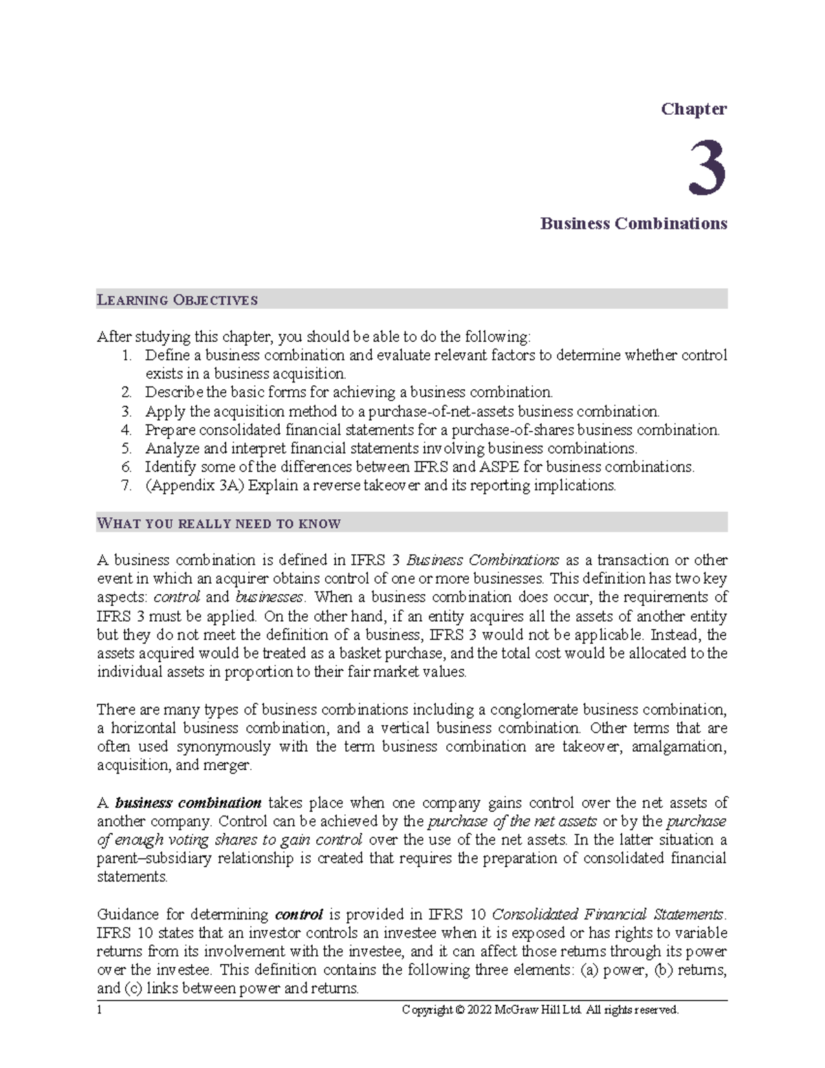 Herauf 10e Wyrntk Ch03 - Audit Chapter 3 - Chapter 3 Business Combinations LEARNING OBJECTIVES ...