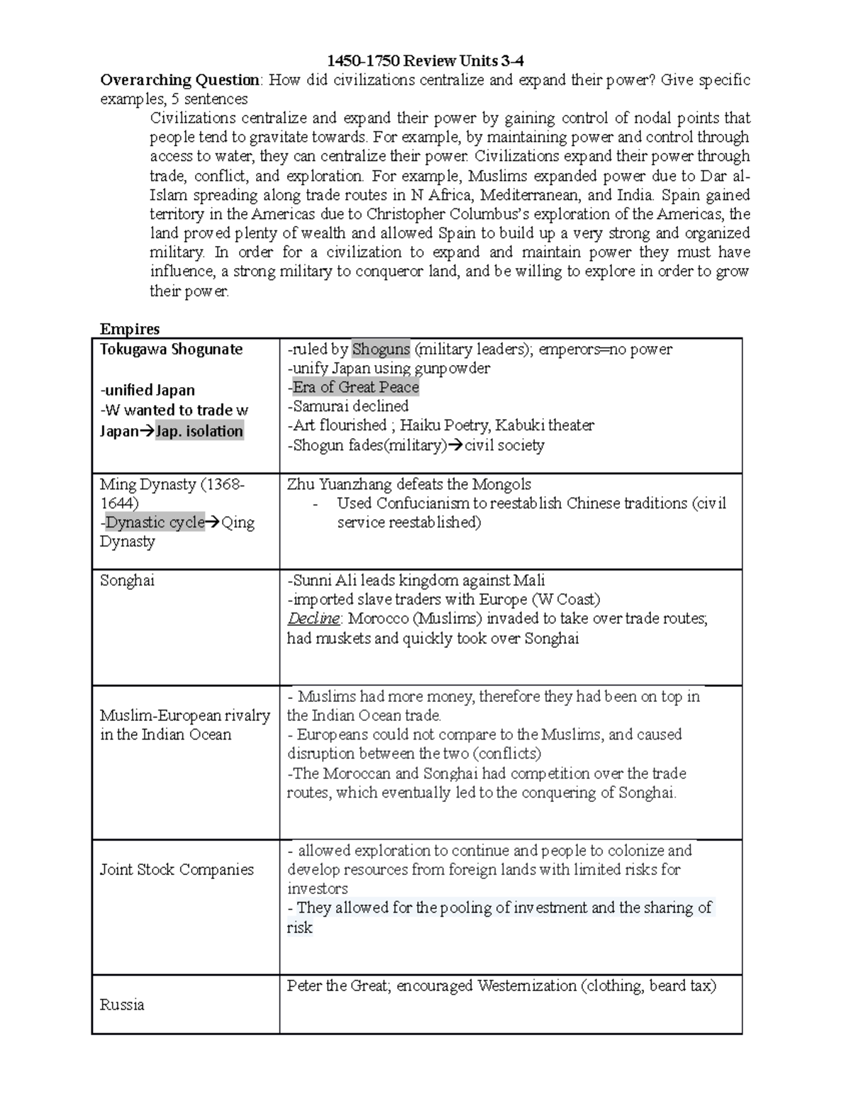 1450-1750 -Review-WHAP-diane - 1450-1750 Review Units 3- Overarching ...