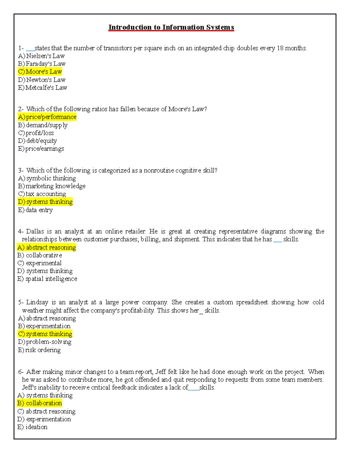 Sample Midterm Exam Introduction To Is Introduction To Information