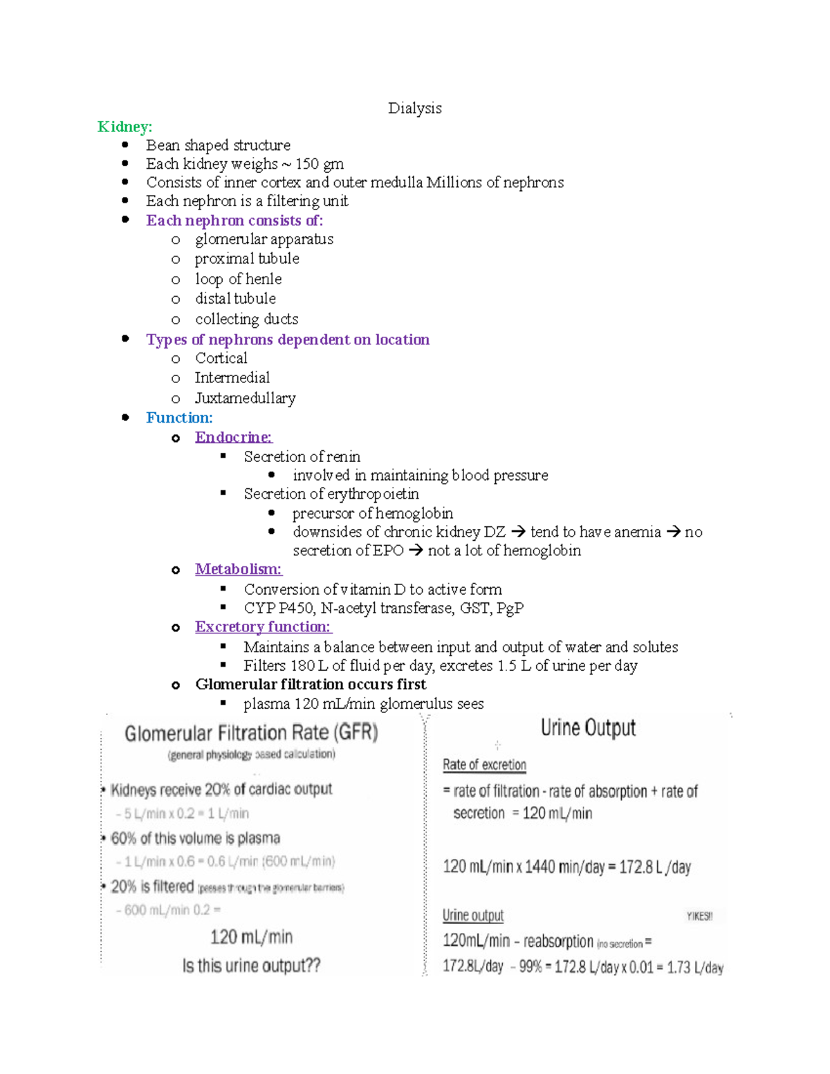 Dialysis Notes - Dialysis Kidney: Bean shaped structure Each kidney ...