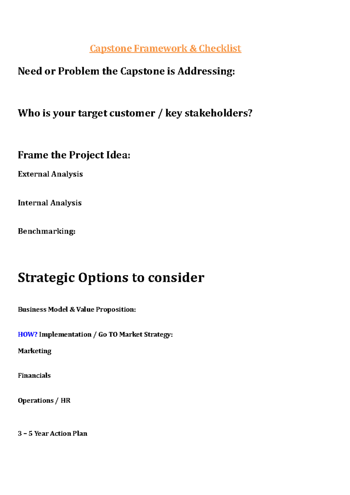 Capstone framework - ) - Studocu