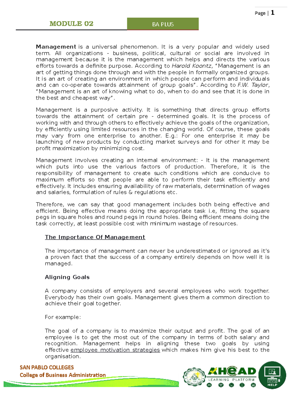 Ba plus module 2 - Copy - Lecture notes 13 - MODULE 02 BA PLUS ...