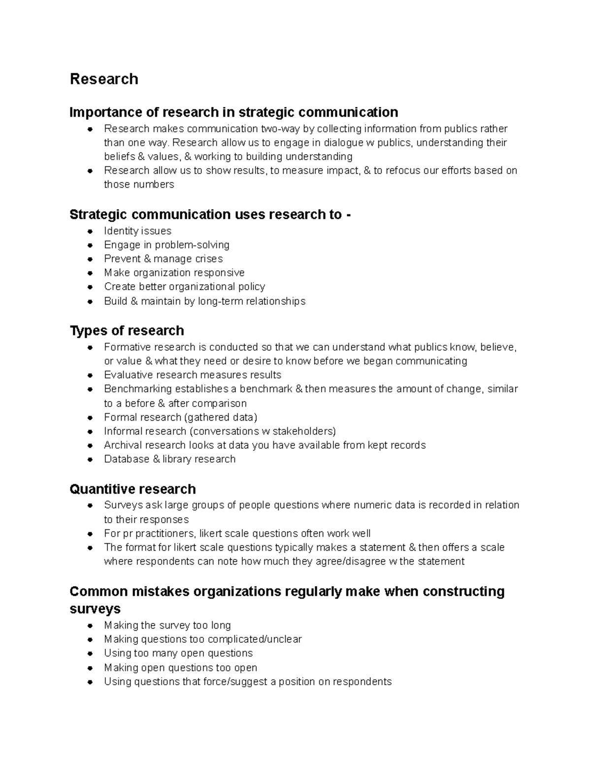 Unit 8 - research notes - Research Importance of research in strategic ...